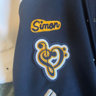 Letterman Jacket Music Note Heart Chenille Patch - Etsy