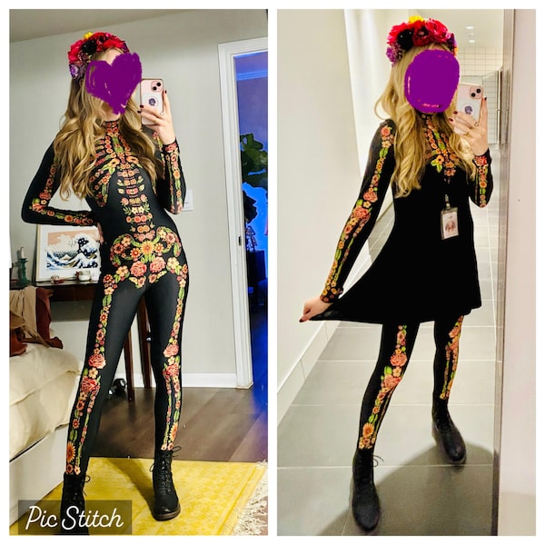 TATTOO SKELETON Full Body Catsuit, Skeleton Catsuit, Halloween Costume ...