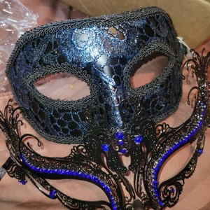 Royal Blue Masquerade Mask, Halloween Filigree Metal Swan Venetian ...