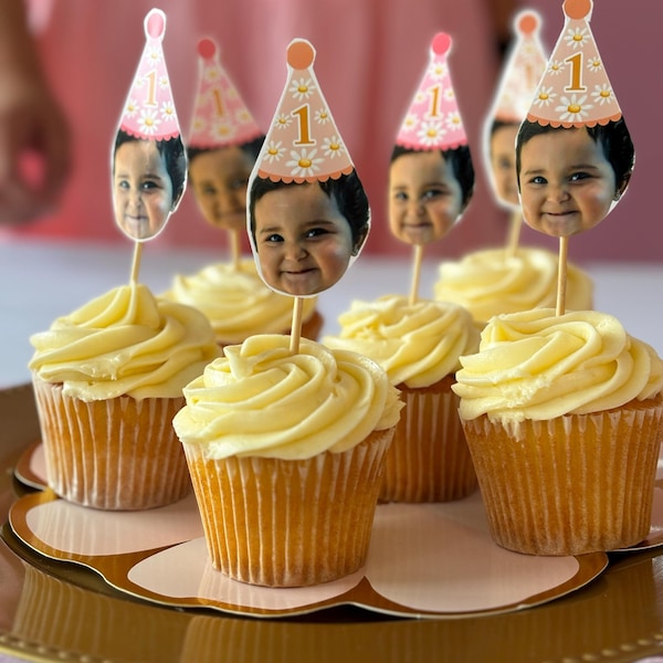 Daisy Photo Toppers | Daisy Cupcake Toppers | Photo Head |cupcake ...