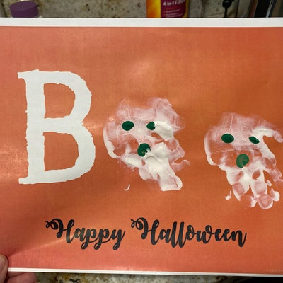 Boo Halloween Keepsake / Handprint Art Craft / Ghost / Happy - Etsy