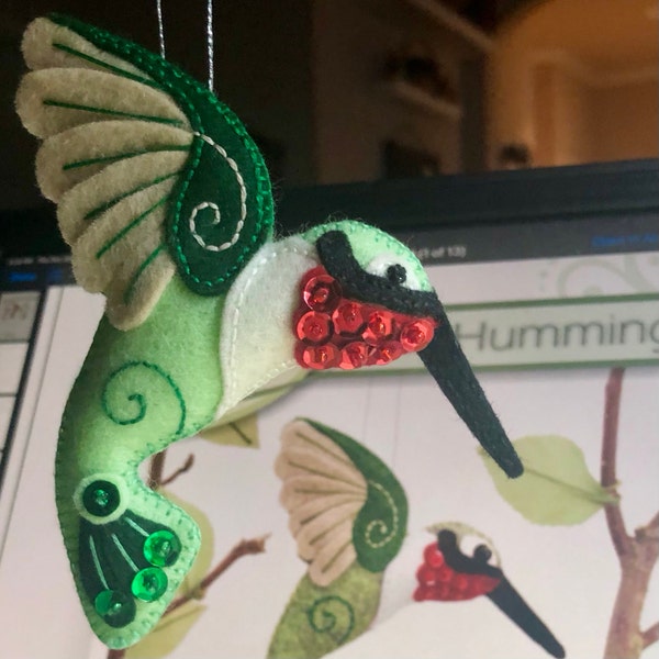 Hummingbird Sewing Pattern PDF - Backyard Bird Stuffed Ornament - Felt ...