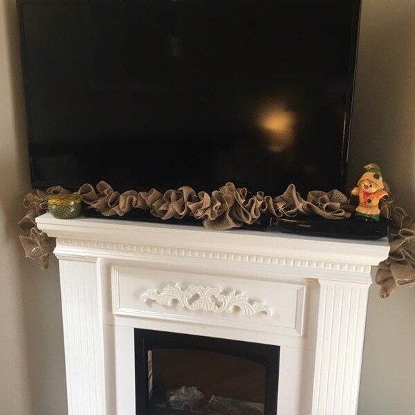 Burlap Garland, Ruffle Burlap Garland, Mantel Decor, Rustic Burlap ...