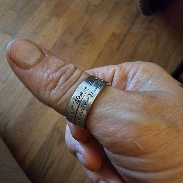Memorial Handwriting Ring • Actual Handwriting Band Ring • Wedding Band ...