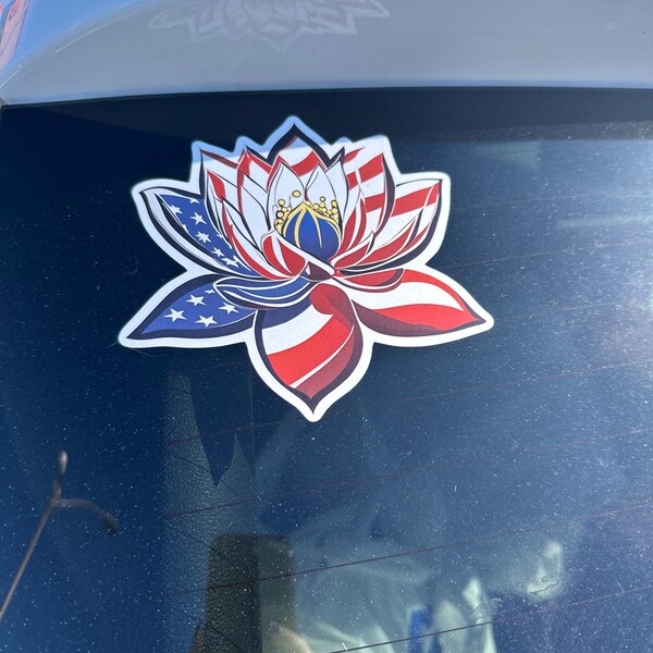Inspirational Lotus Flower Garden Flag - Patriotic American Flag Colors ...