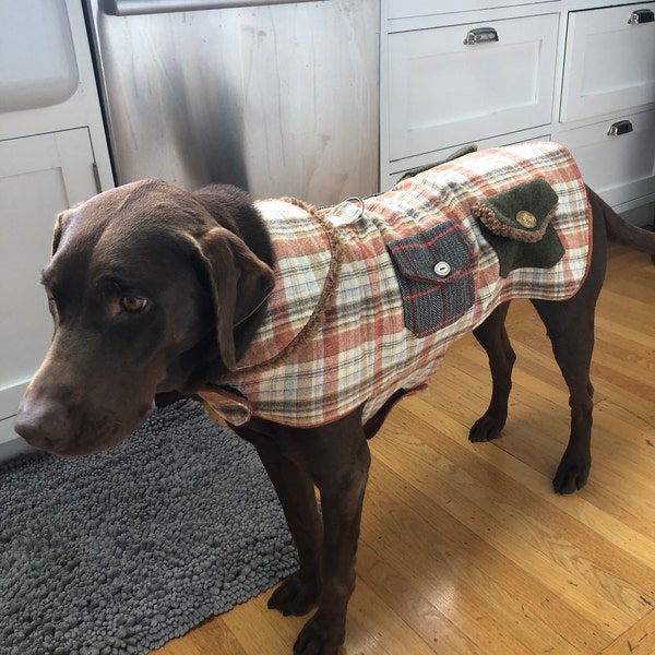 Harris Tweed Dog Jacket, Vintage Wool Dog Jacket, Recycled Dog Clothes ...