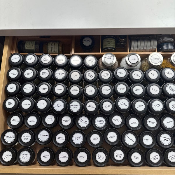 30 Round Spice Lid Labels • 30 Labels Included • Waterproof • 1.5 ...