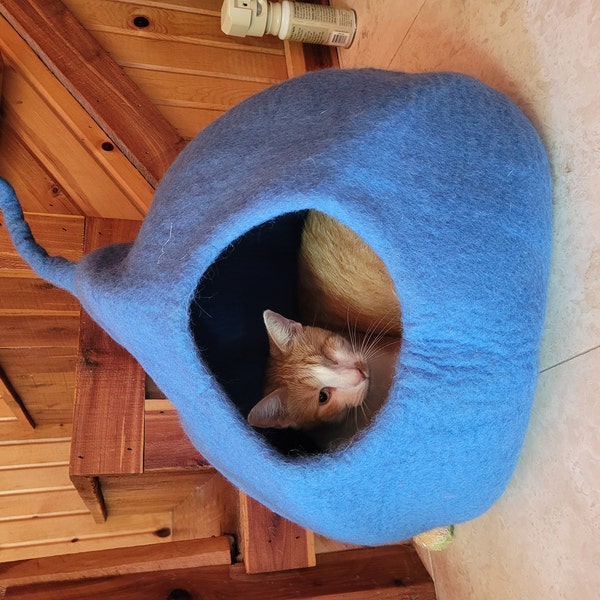 Rainbow of Joy Felt Cat Cave|4 Season Luxury Cat Cocoon |100% Made From ...