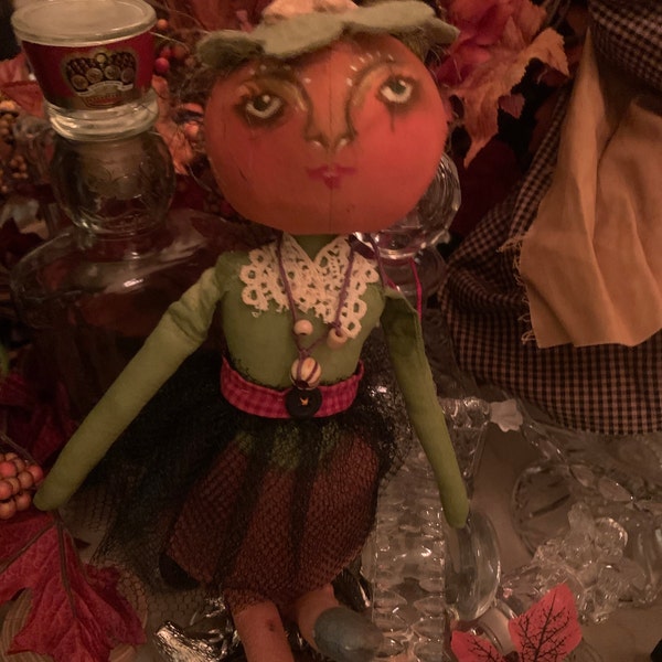Witch Doll Hildy and Whooey Owl Folk Art Dolls - Etsy