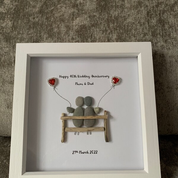 Ruby Wedding Anniversary Pebble Art, Ruby Wedding Gift Ideas ...