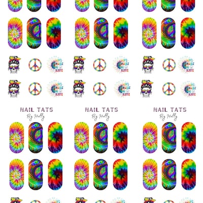 Nail Decal Template Digital A4 Size Instant Download 5 Customizable ...