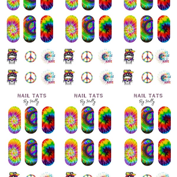 Nail Art Decal Template | Instant Digital Download | 4 Customizable ...