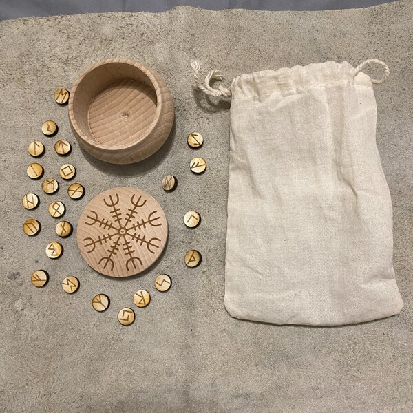 Mjolnir Rune Circle Rolling Tray Wood Elder Futhark Runes Heathen ...