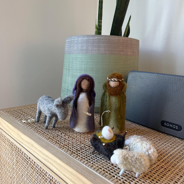 Felted Nativity Set 11 Pieces. Needle Felt Nativity Scene. Waldorf Holy ...
