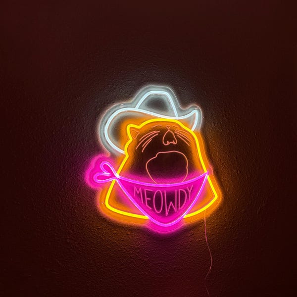 Cowboy Cat Neon Sign | Meowdy Neon Sign| Cat Lover Gift | Kid Room ...