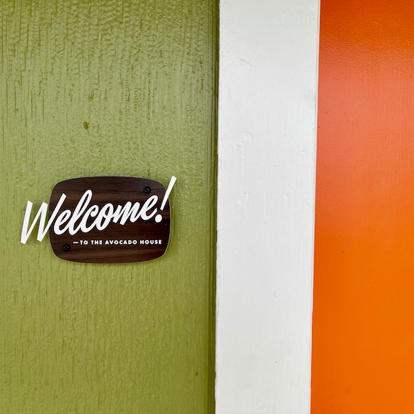 Mid-century Welcome Sign - Custom Your Text - Laser Cut Typography ...