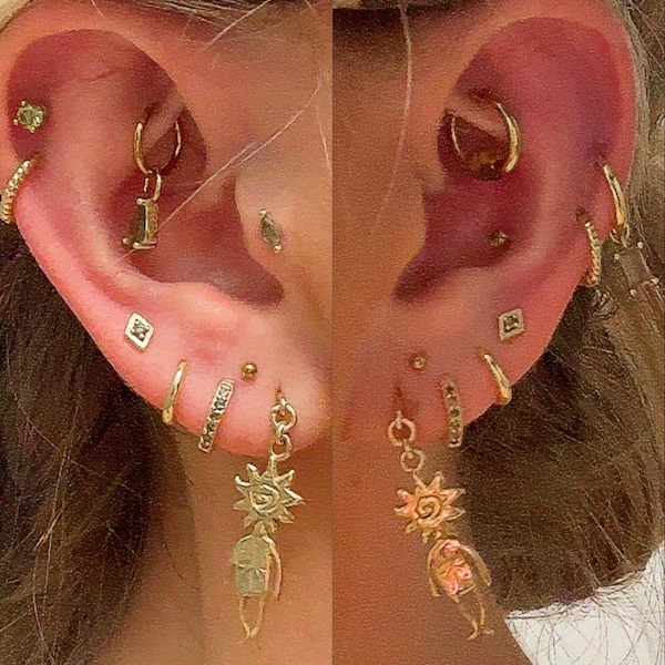 18G Hummingbird Cartilage Hoop Earring • Upper Helix Earring • Lower ...