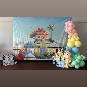 Custom Baby Shower Backdrop Blue Dog House Backdrop Happy Birthday ...