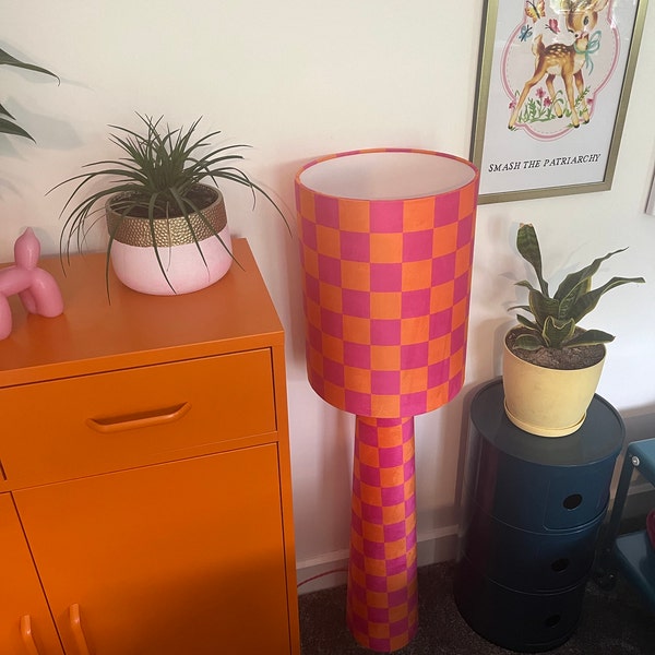 Velvet Checkerboard Portable Lamps in Pink & Orange Tutti Frutti. 3 ...