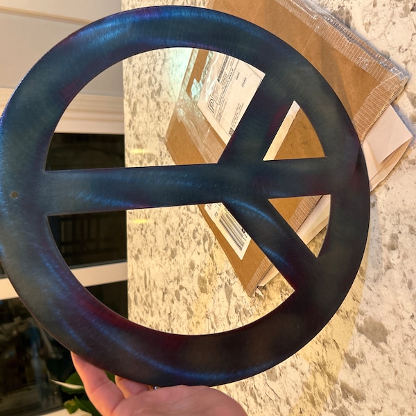 Recycled Steel Iridescent Colored Peace Sign Wall Decor Metal Custom ...