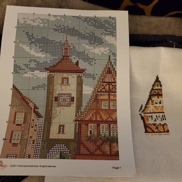 European Cityscape Cross Stitch 'rothenburg Ob Der Tauber' Counted ...
