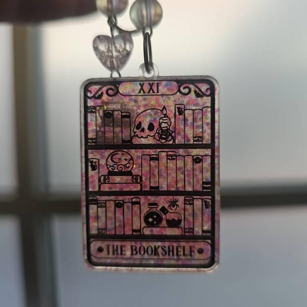 Beaded Book Tarot Keychain, Beaded Bookworm Keyring, Acrylic Keychain ...