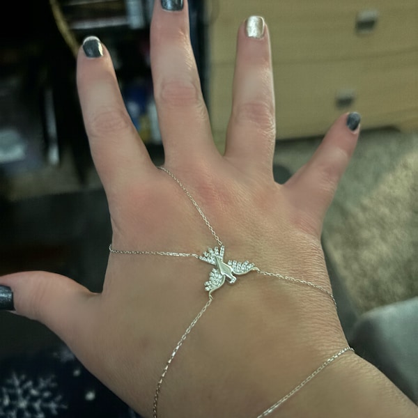 925k Silver Sapphire Stone Butterfly Hand Chain , Silver Chain Bracelet ...