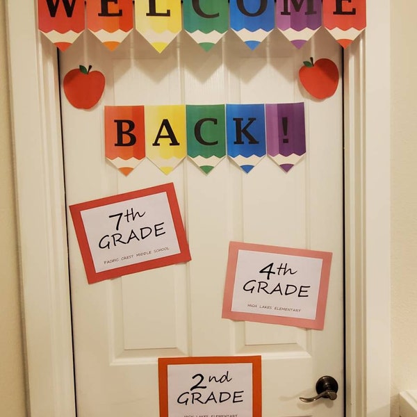 Buy Printable Pencil Welcome Banner, Rainbow Colored Back to School ...