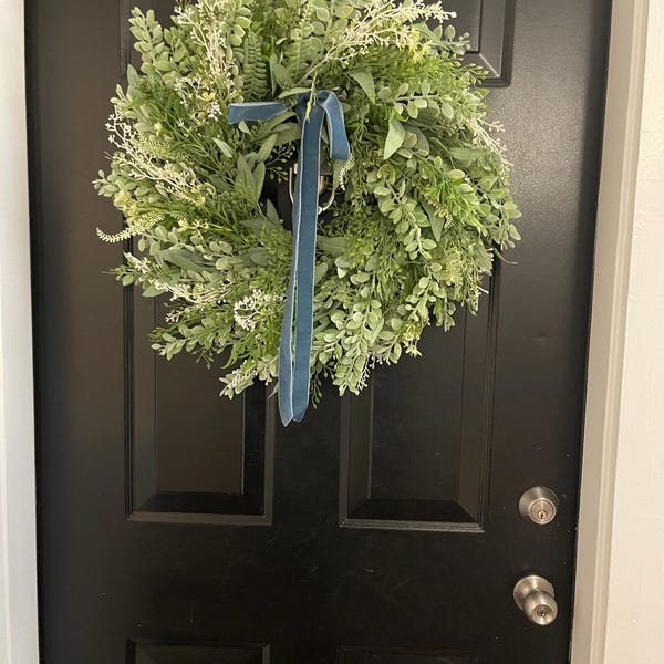 Spring Greenery Wreath for Front Door, Green Spring Wreath, Greenery ...