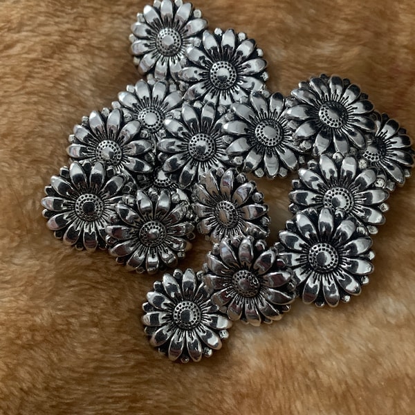 Daisy Flower Charm Buttons, Sunflower Button Pendant Beads, up to 20 ...