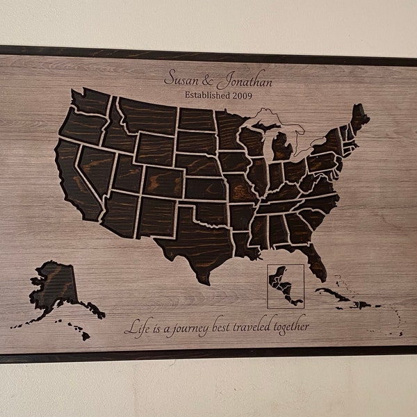 US Push Pin Map - US Map Wall Art - US Travel Map to Mark Locations ...