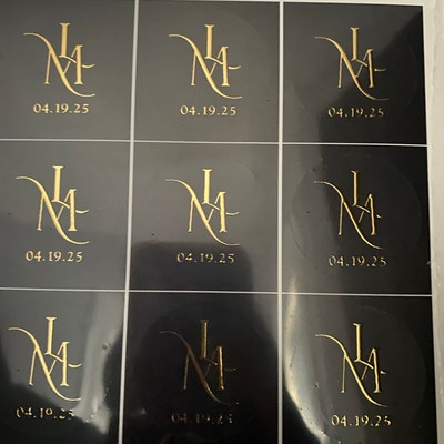 Gold Foil Sticker Label Modern Round Foil Favor Envelope Labels Gold ...