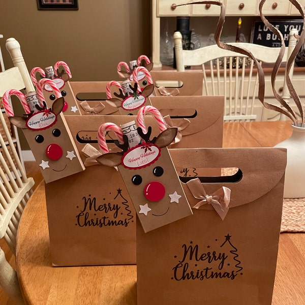 Merry Christmas Party Bag. Small or Medium Kraft Brown Paper Gift Xmas ...