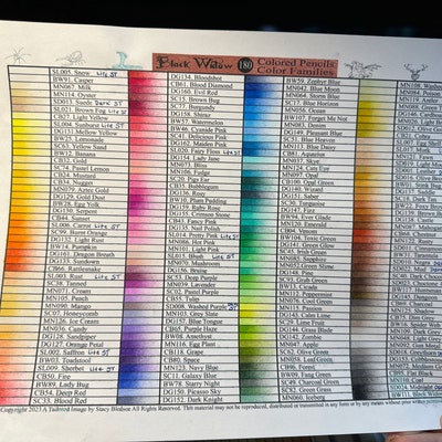 Kalour 300 Colored Pencil Swatch Chart - Etsy