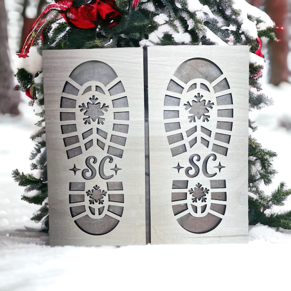 Santa Footprint Svg Laser Cutting Files, Santa Boot Stencil Svg Files ...
