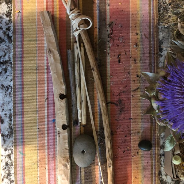 Traditional Bow Drill Friction Fire Kit, All Natural With Handmade and ...