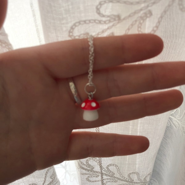 Red Mushroom Necklace - Etsy