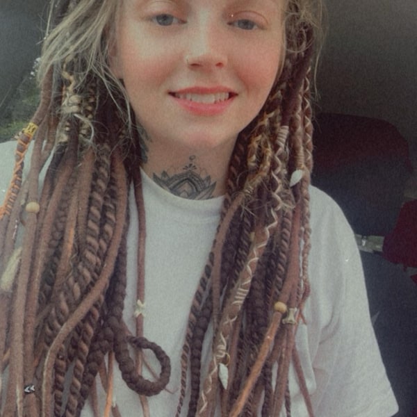 Wool Dreads Full Set DE Dreadlocks Extensions Brown Irish Cream Blond ...