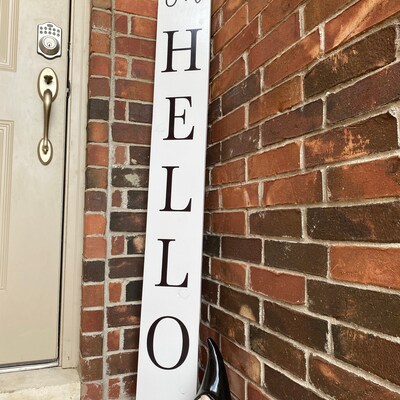 Oh Hello Vertical Welcome Sign Entryway Sign Front Porch Sign Tall ...