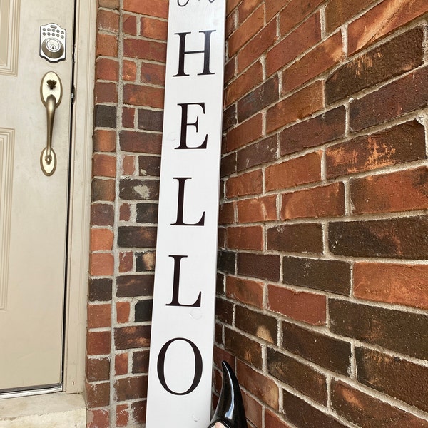 Oh Hello Vertical Welcome Sign | Entryway Sign | Front Porch Sign ...