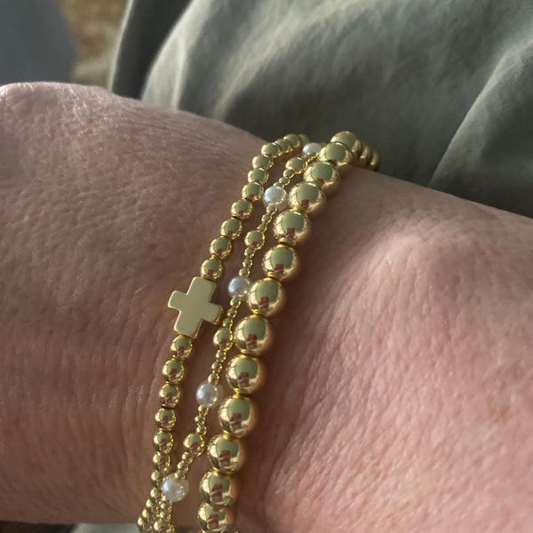 3 Piece Everyday Gold Filled Designer Bracelet Stack - Etsy