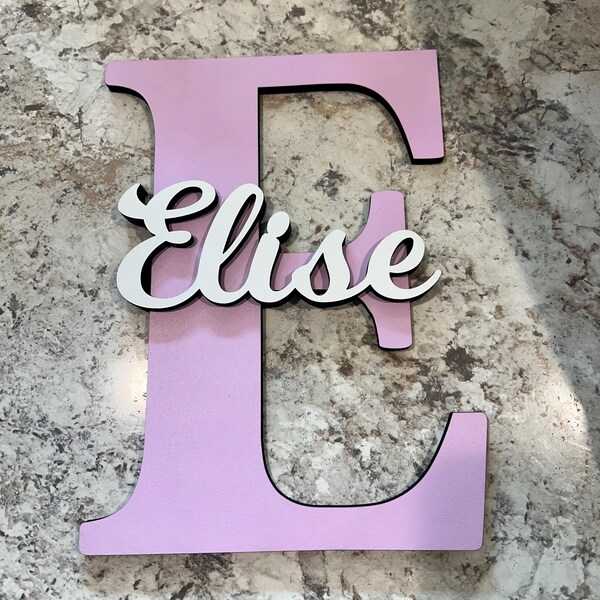 Custom Wooden Wall Name Sign Wood Big Letters Modern Nursery Bedroom ...