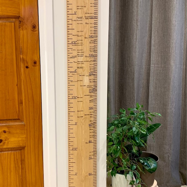 Wooden Ruler Height Chart 6'6", Personalised, Giant Kids Growth Chart ...