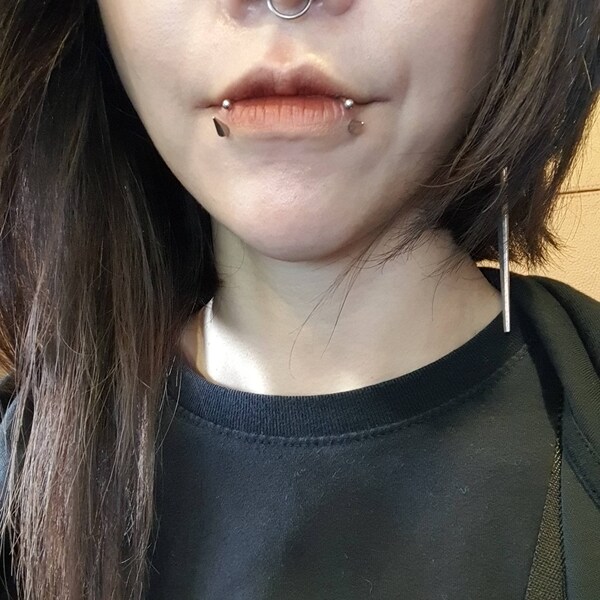 Punk Rivet Stud Lip Piercings, Rivet Tongue Ring, Devil Tooth Lip ...