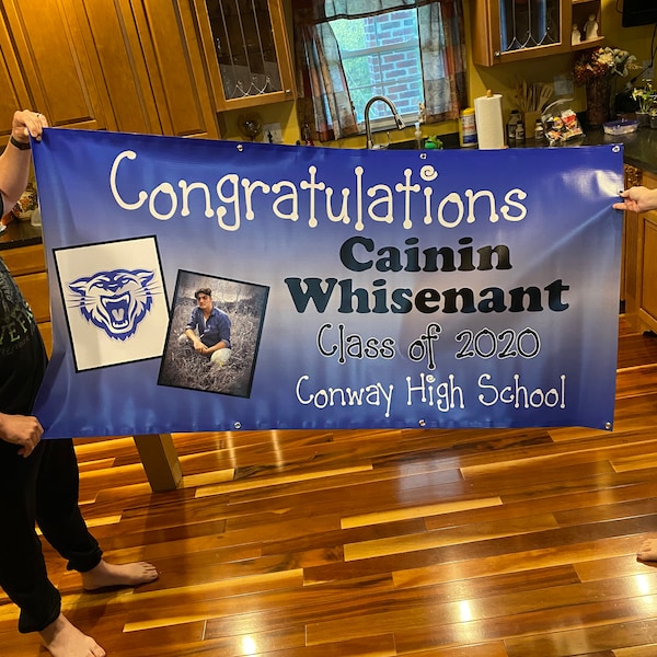 Personalized Graduation Banner TWO PHOTOS - Etsy