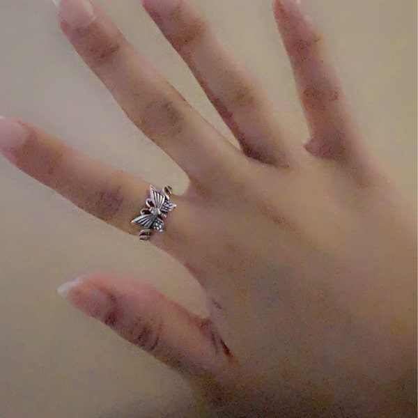 Butterfly Band Ring Solid 925 Sterling Silver Butterfly Ring Statement ...