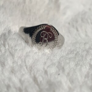 Monogrammed Signet Ring Personalized Engraved Solid Sterling Silver ...