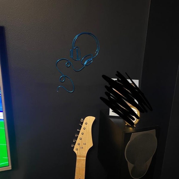 Headphone Wire Wall Art | Custom Handmade Decoration for Home Office or ...