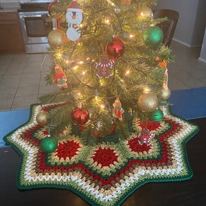 Christmas Tree Skirt, Granny Ripple Xmas Tree Skirt, Holiday Tree Skirt ...