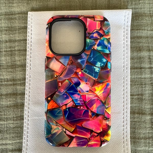 Floral Lotus Stained Glass Phone Case iPhone 16 15 14 13 12 11 Pro Max ...